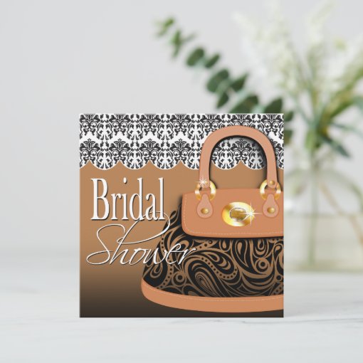 Damask Handbag Paisley Purse Bridal Shower Invitation | Zazzle