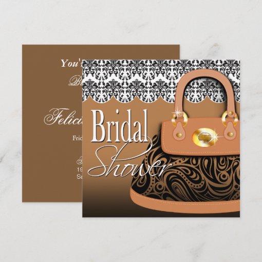 Damask Handbag Paisley Purse Bridal Shower Invitation | Zazzle