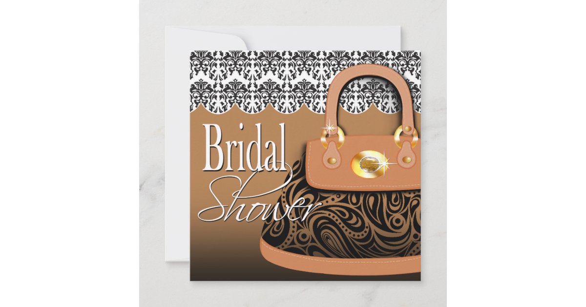 Damask Handbag Paisley Purse Bridal Shower Invitation | Zazzle