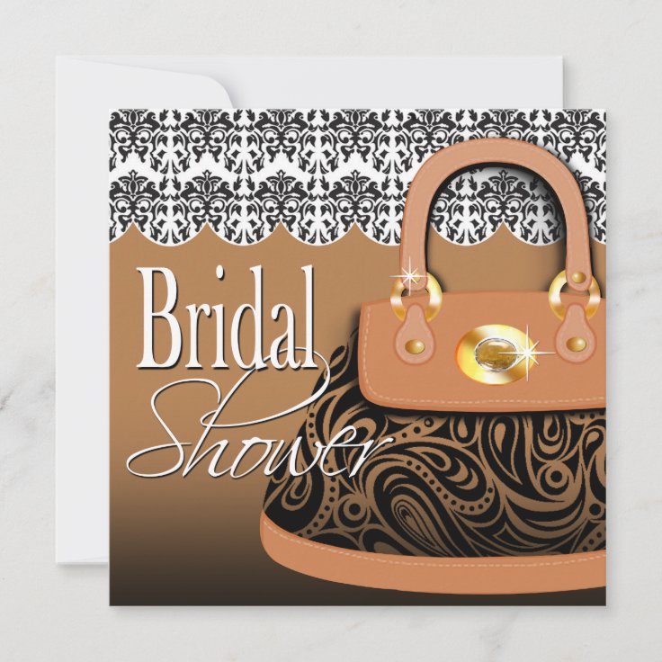 Damask Handbag Paisley Purse Bridal Shower Invitation | Zazzle