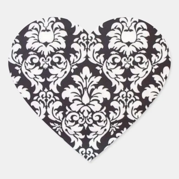 Damask heart sticker | Zazzle
