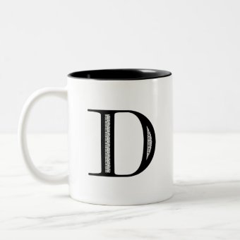 Damask Letter D - Black Two-Tone Coffee Mug | Zazzle