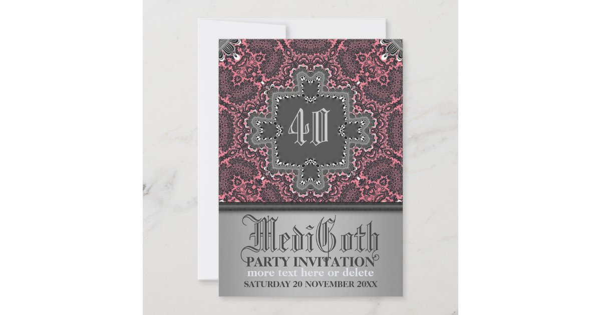 Damask Medieval Gothic Theme Party Invitation | Zazzle