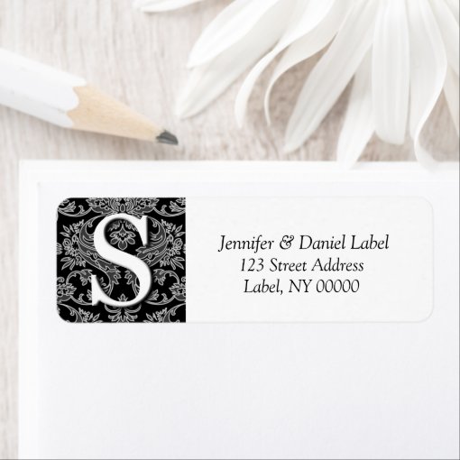 Damask Monogram S Address Labels Printed | Zazzle