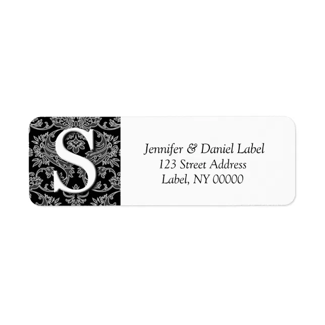 Damask Monogram S Address Labels Printed | Zazzle