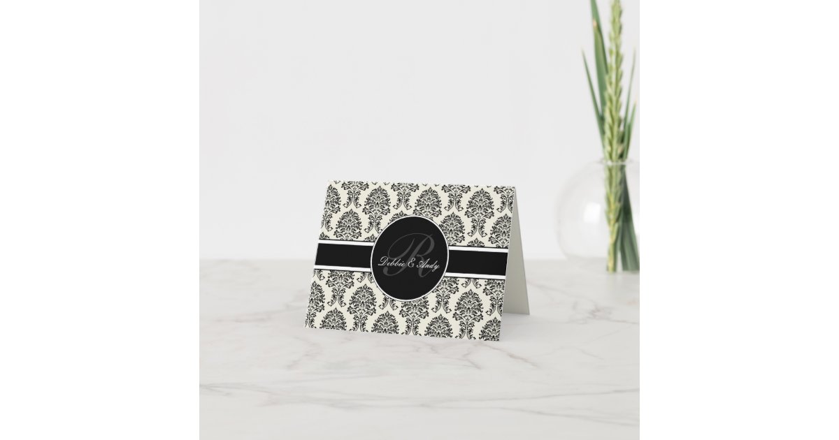 Damask Monogram Wedding Cards | Zazzle