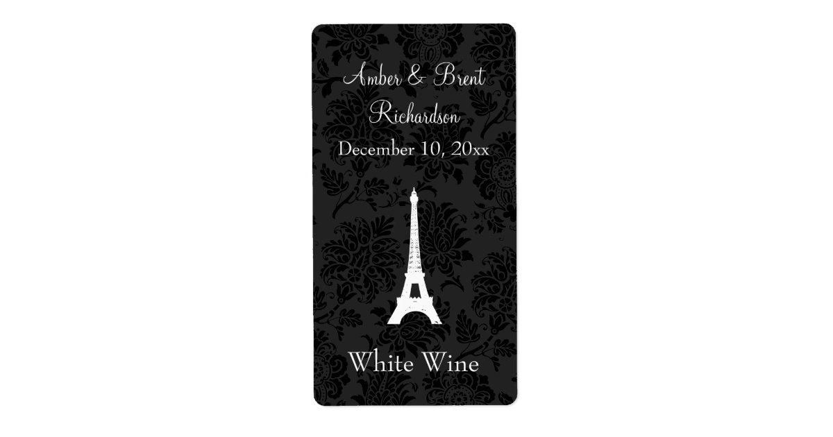 Damask Paris Wine Label | Zazzle