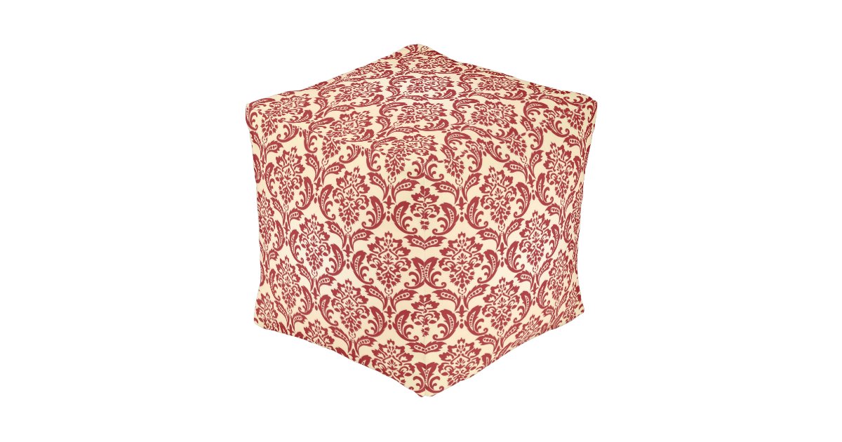 Damask pattern wallpaper pouf | Zazzle
