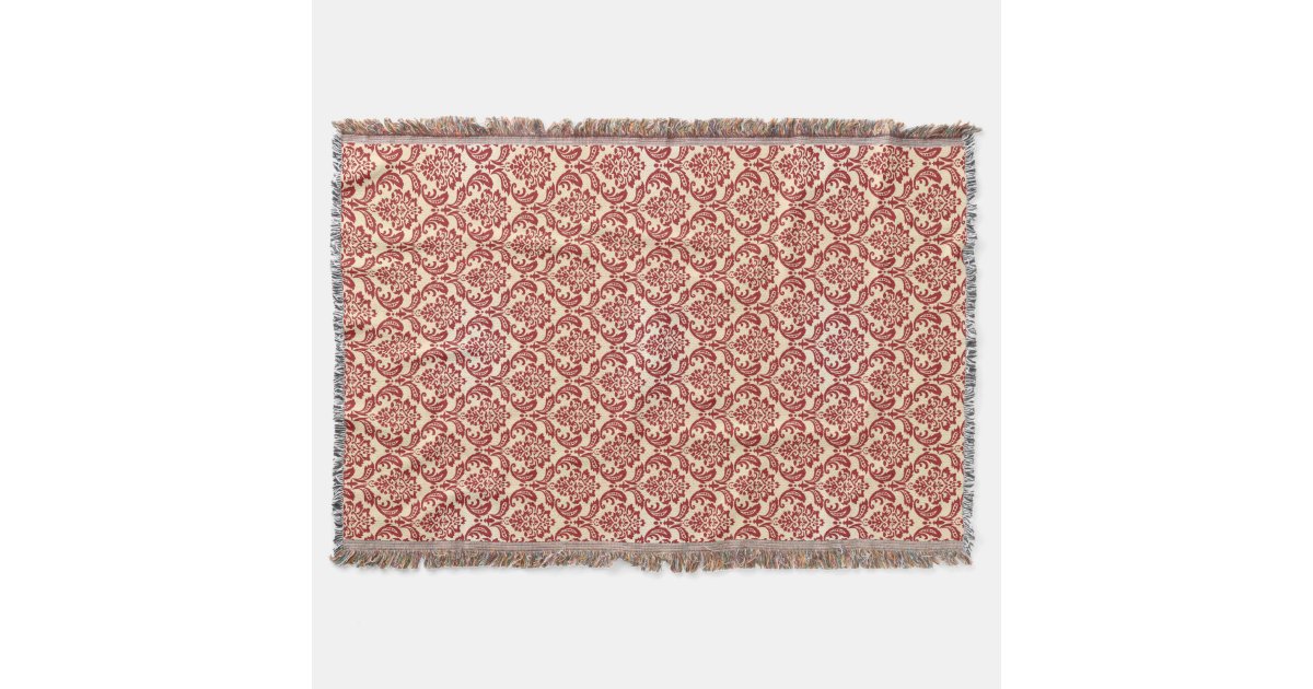 Damask pattern wallpaper throw blanket | Zazzle