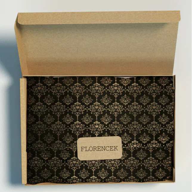 Damask Royal Chic Golden Velvet Black Gold Wrapping Paper | Zazzle