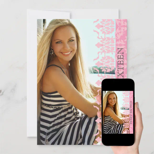 Damask See Through Photo Invitation | Zazzle