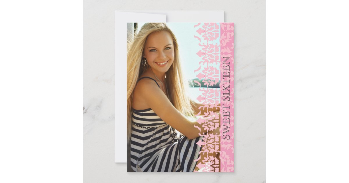 Damask See Through Photo Invitation | Zazzle