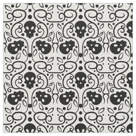 Halloween skull damask pattern fabric | Zazzle