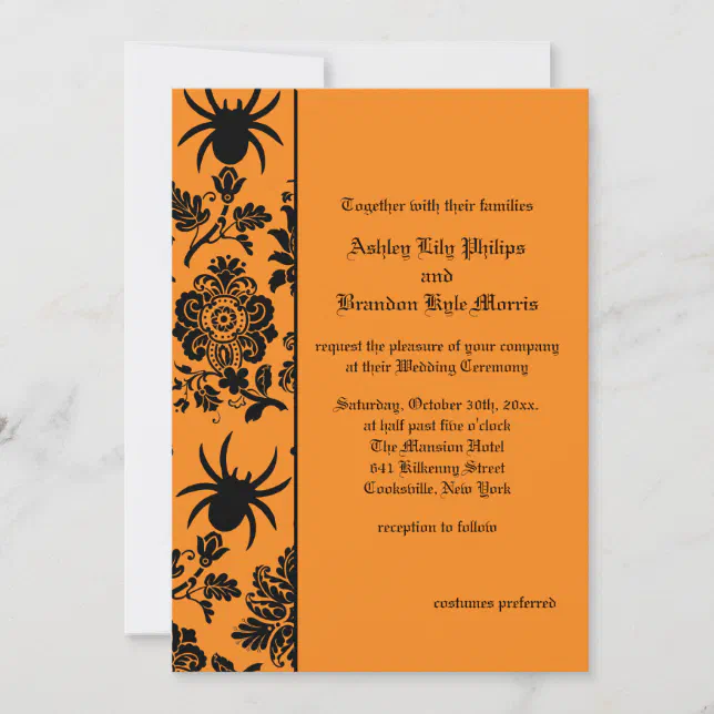 Damask Spider Wedding Invitation | Zazzle