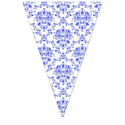 Damask vintage blue white chinoiserie ginger jar bunting flags | Zazzle