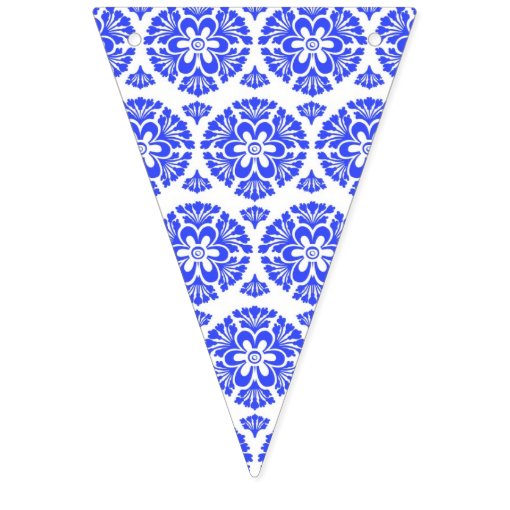 Damask vintage blue white chinoiserie ginger jar bunting flags | Zazzle