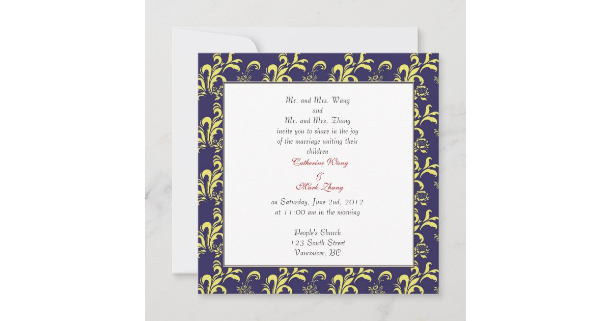 damask wedding invitation, from parents invitation | Zazzle