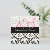 Damask Wedding Invitation Initials Names Pink | Zazzle
