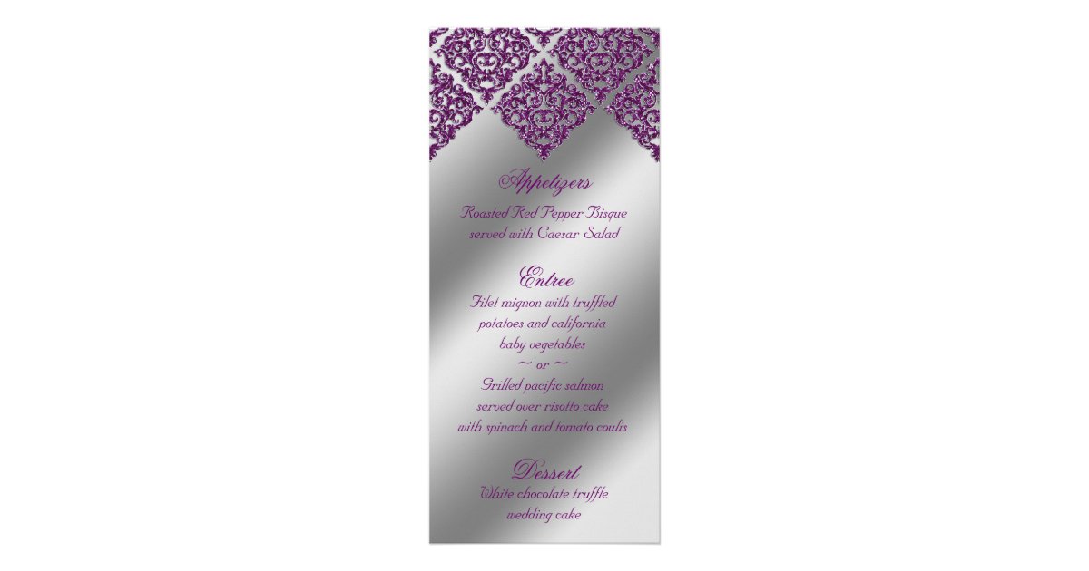 Purple Menu Cards With Scroll