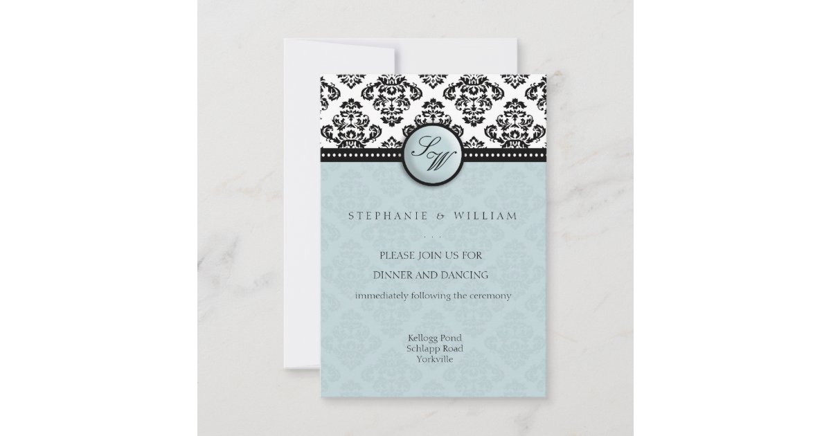 Damask Wedding Reception Card | Zazzle