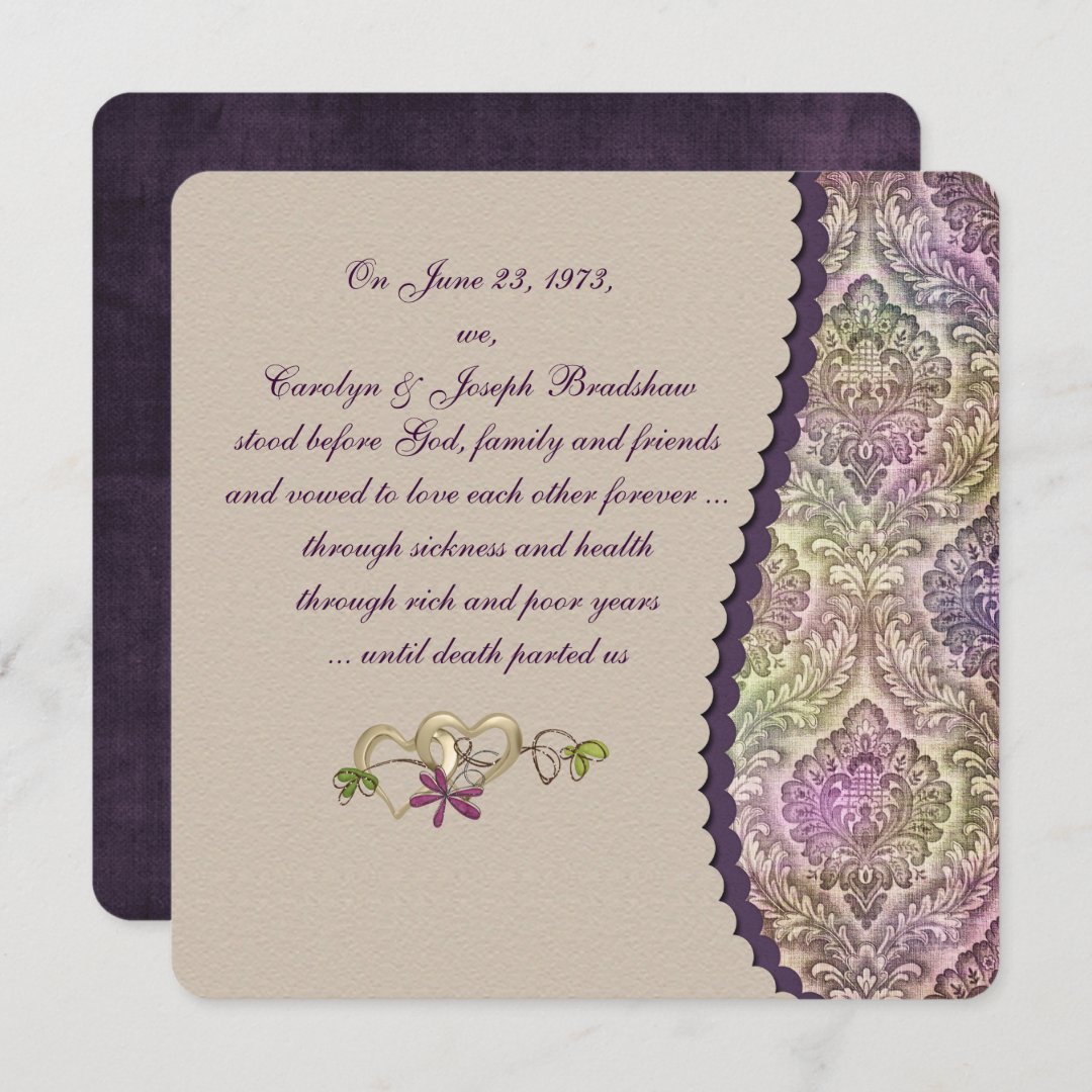 Damask Wedding Vow Renewal Invitation | Zazzle