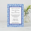 Damask White on Cornflower Blue Editable Wedding Invitation | Zazzle