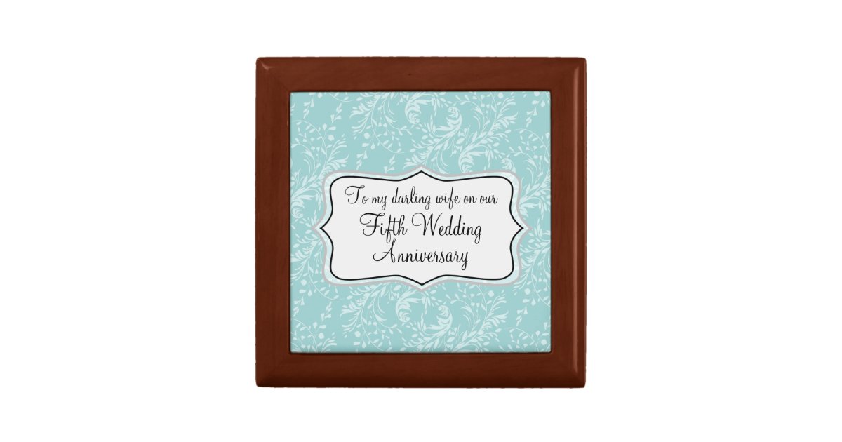 Damask wife 5th wood wedding gift box | Zazzle