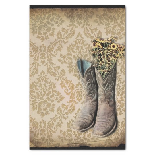 Damask wildflower Western country cowboy boots Tissue Paper | Zazzle.com