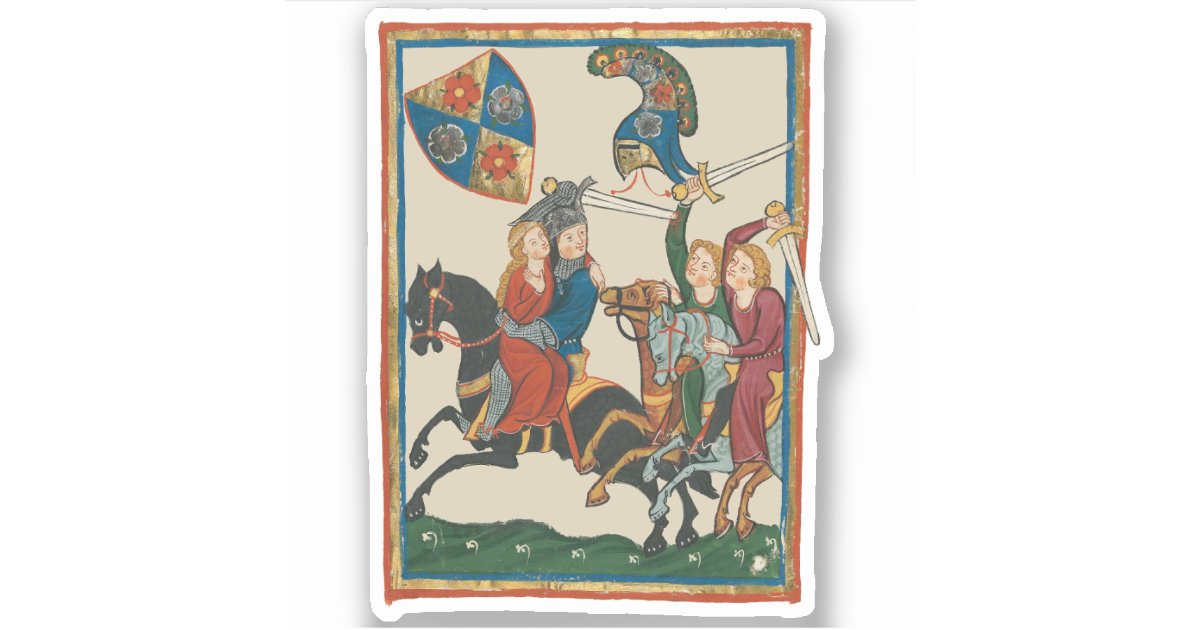 Damsel In Distress, 14th Century Medieval Art Sticker | Zazzle