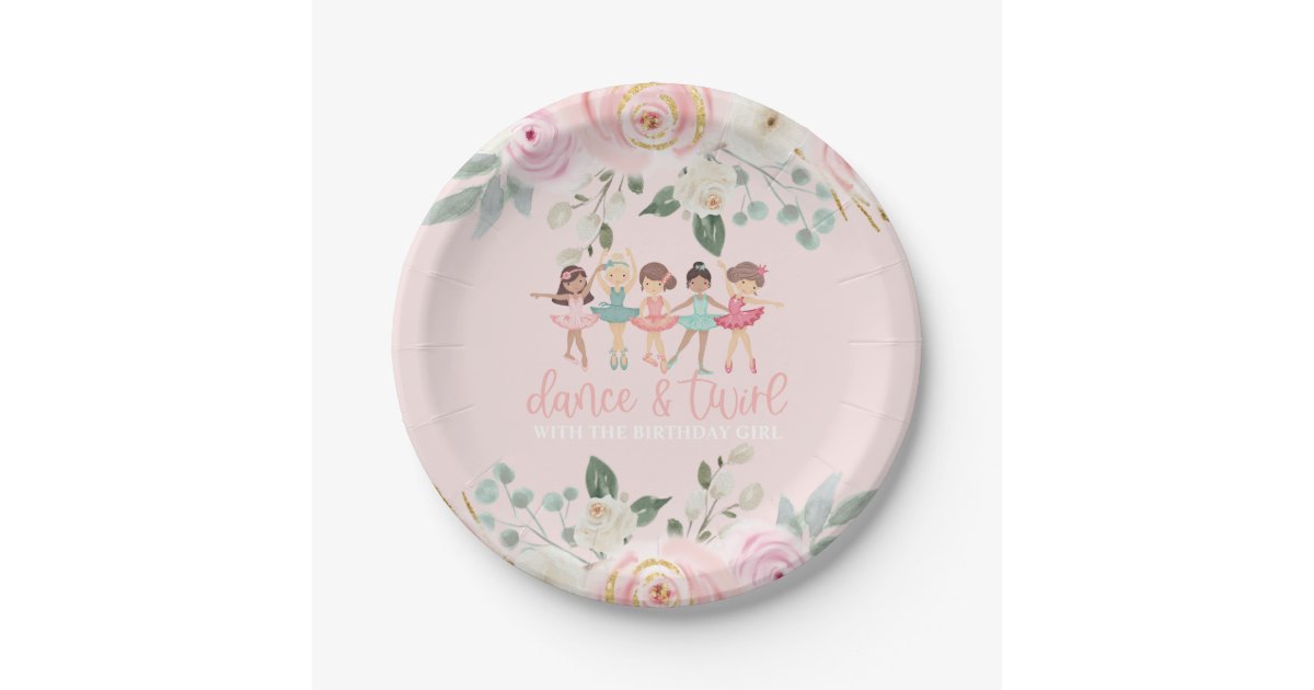 Dance and Twirl Floral Ballet Birthday Paper Plates | Zazzle