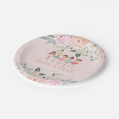 Dance and Twirl Floral Ballet Birthday Paper Plates | Zazzle