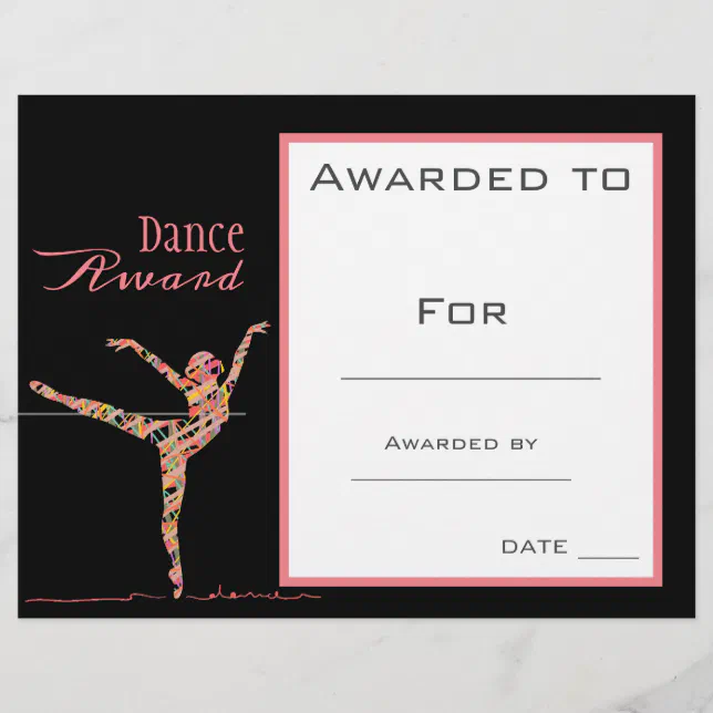 Dance award girl ballet pink dancer | Zazzle