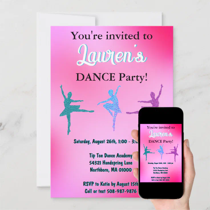 Dance Ballerina Birthday Party Invitation | Zazzle