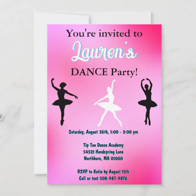 Dance Ballerina Birthday Party Invitation | Zazzle