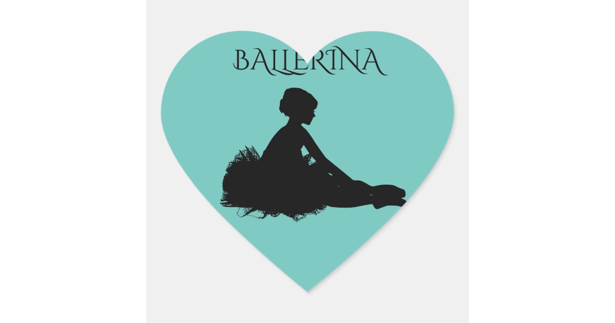 Dance/ballerina glossy stickers. heart sticker | Zazzle