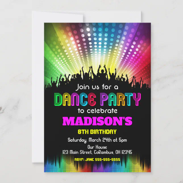 Dance Birthday Party Invitation | Zazzle