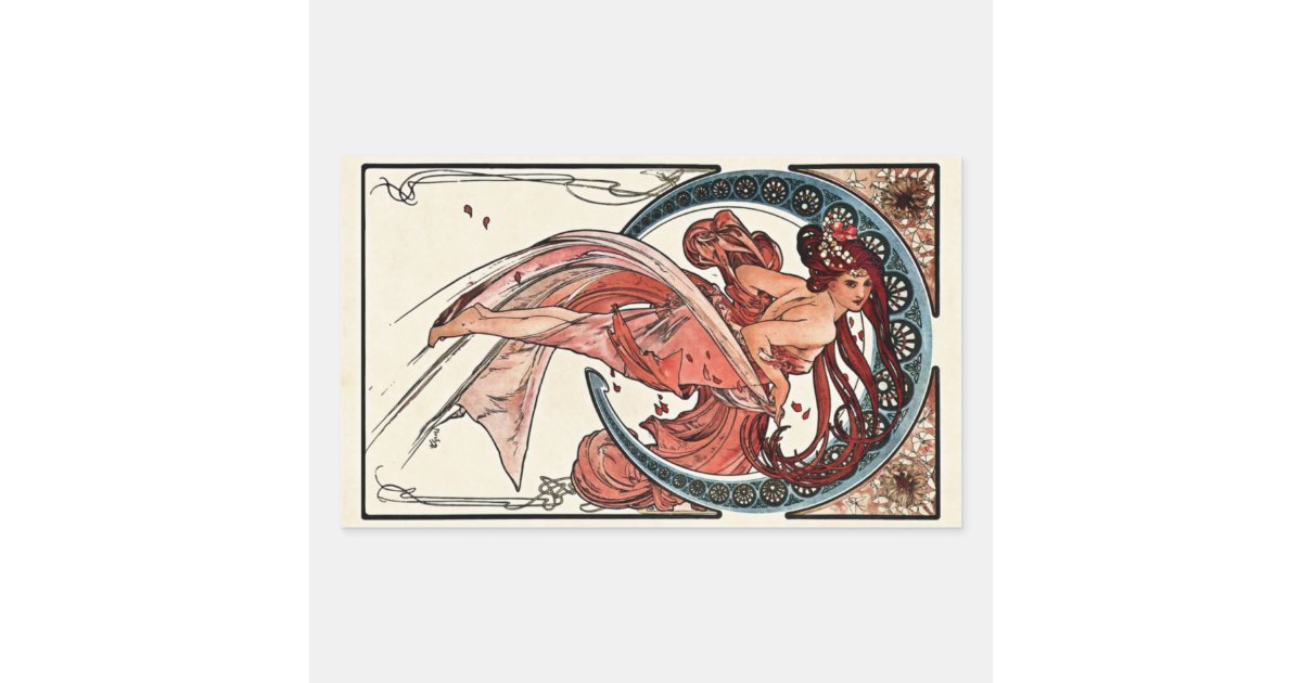 Dance by Alfons Mucha 1898 Rectangular Sticker | Zazzle