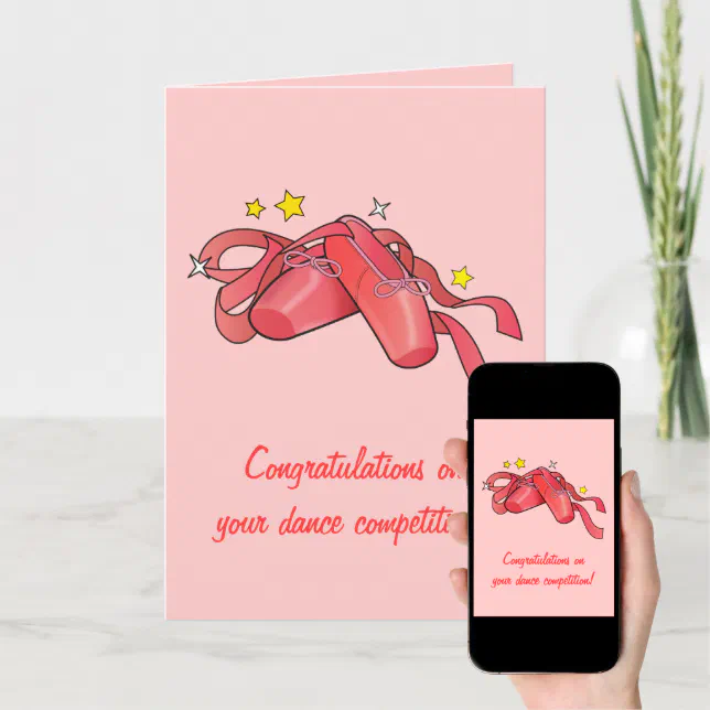 Dance Competition Congratulations:Red Ballet Shoes Card | Zazzle