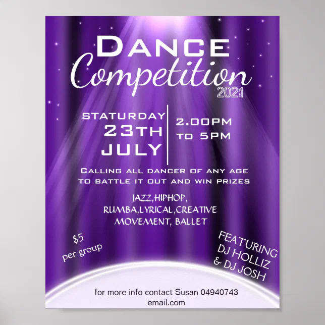 Dance competition PTA PTO Poster | Zazzle