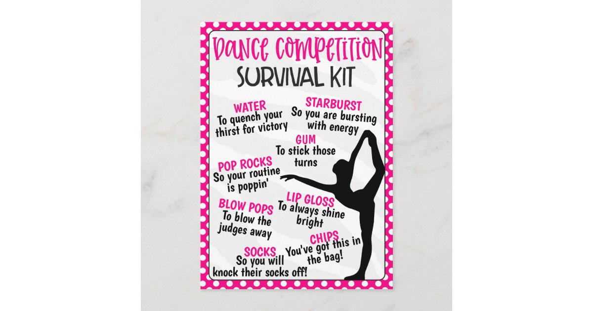 Dance Competition Survival Kit Enclosure Card | Zazzle