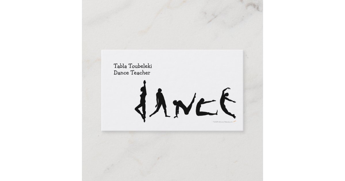 Dance Dancing Silhouette Design Business Card | Zazzle