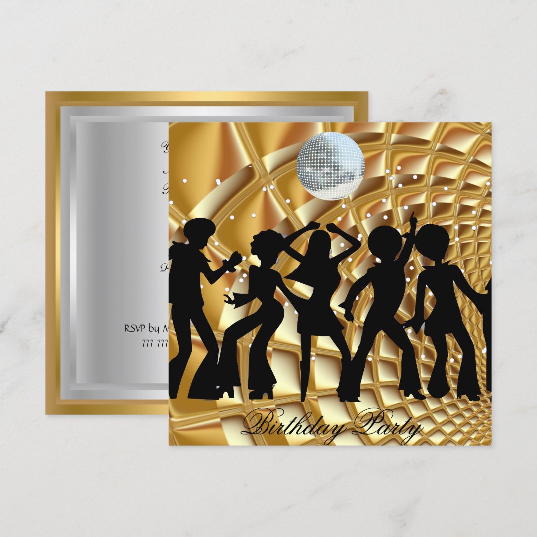Dance Disco Birthday Party Gold Invitation | Zazzle