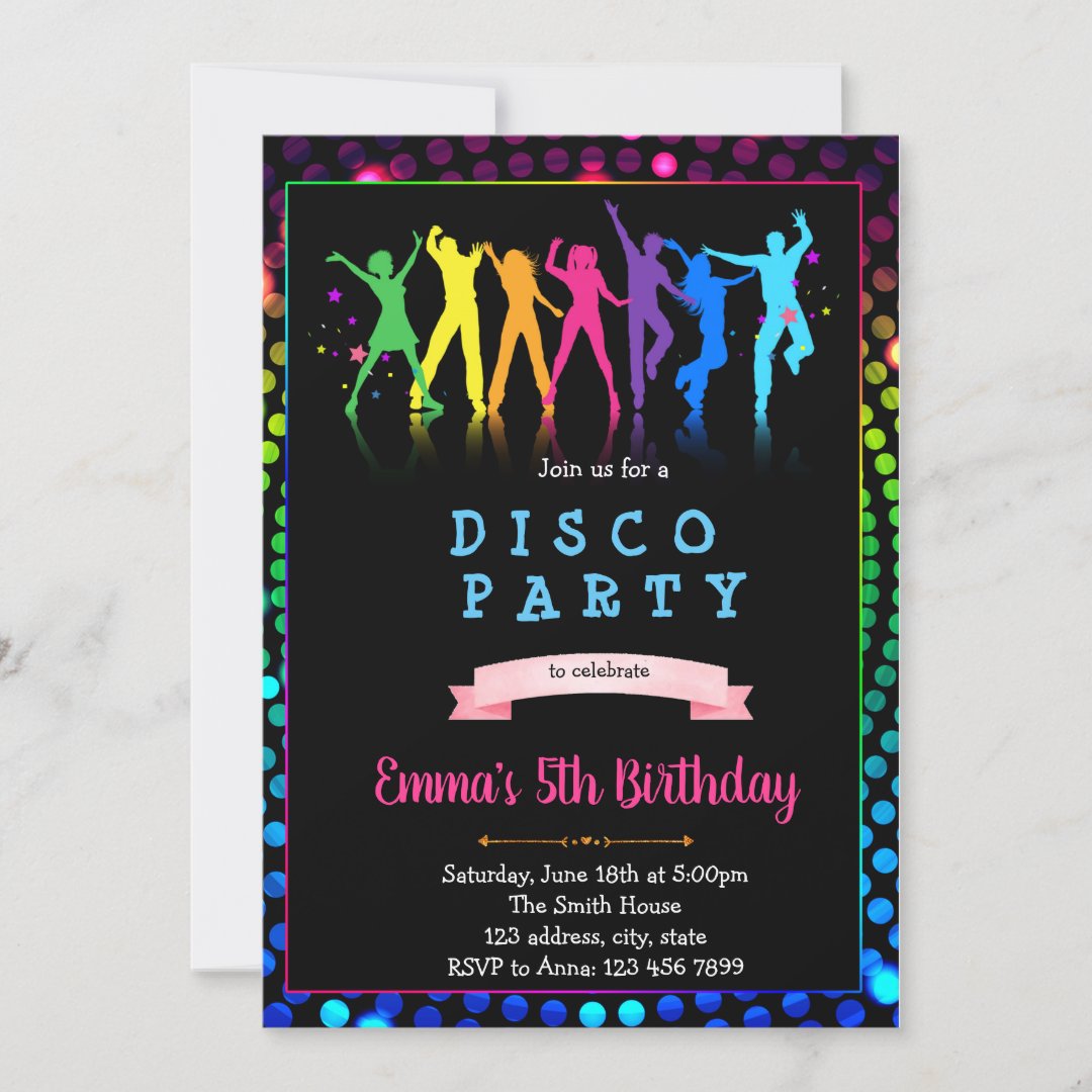 Dance disco birthday party invitation | Zazzle