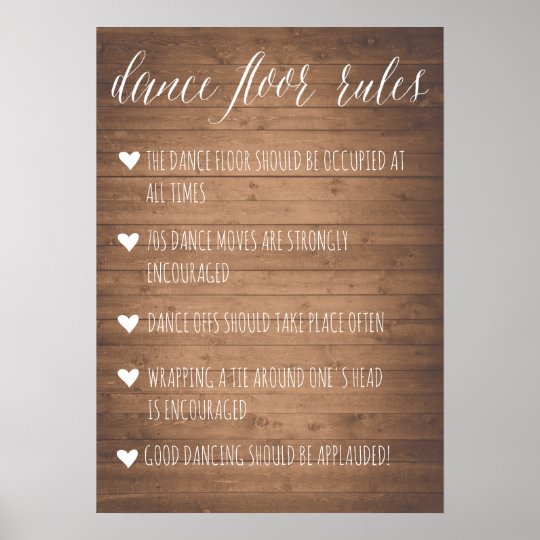 Dance Floor Rules sign | Rustic fun sign | Zazzle.com