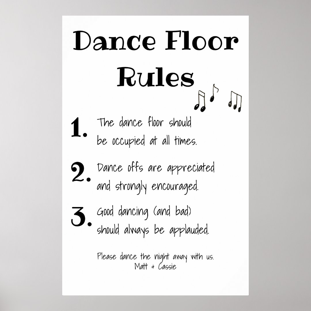 Dance Floor Rules Wedding Decor Sign | Zazzle