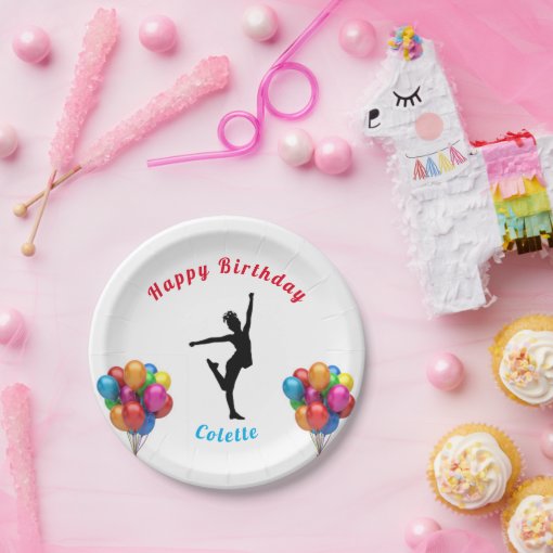 Dance Happy Birthday Balloons Paper Plates | Zazzle