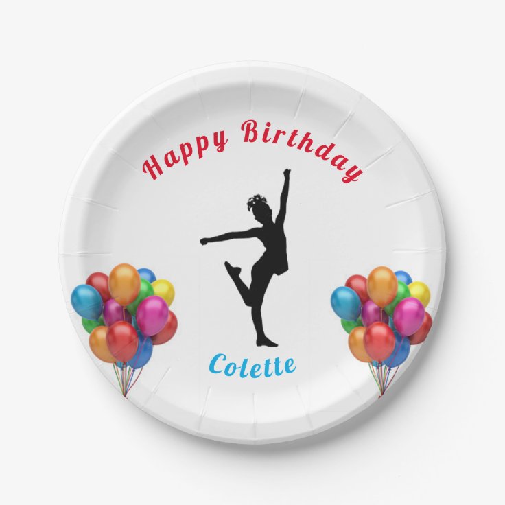 Dance Happy Birthday Balloons Paper Plates | Zazzle