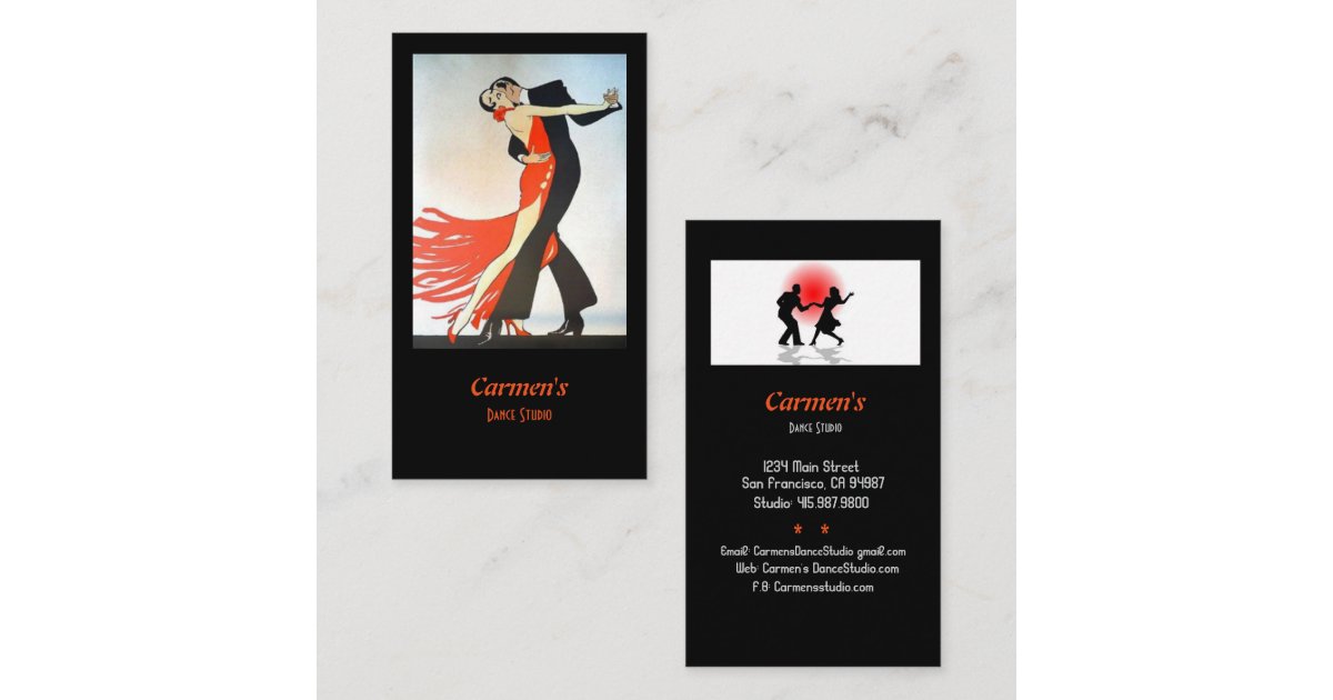 Dance Instructor Dance Studio Business Card | Zazzle