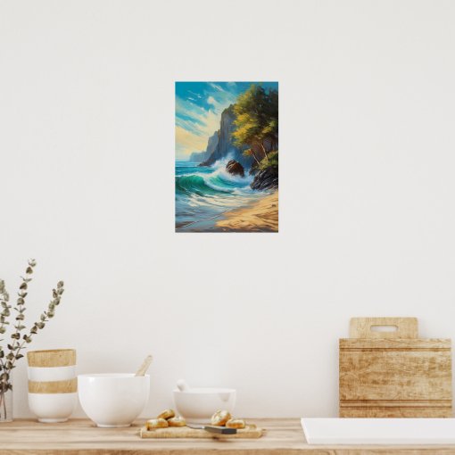 Dance of Sea and Rocks by the Beach Poster | Zazzle