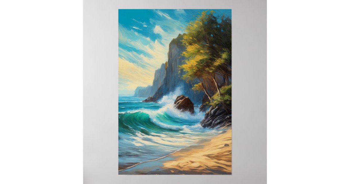 Dance of Sea and Rocks by the Beach Poster | Zazzle